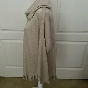 Joseph A | Sweaters | Joseph A Beige Cowl Neck Sweater Xl Ruffled Hem ...